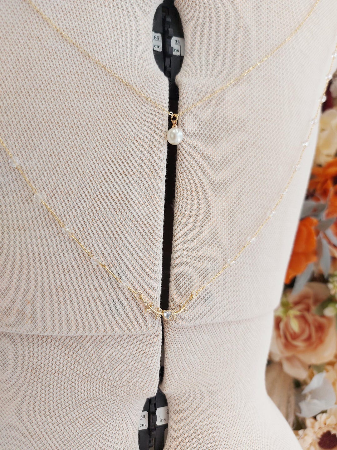 Pearl and Crystal Back Chain, Open Back Dress Jewelry - Etsy
