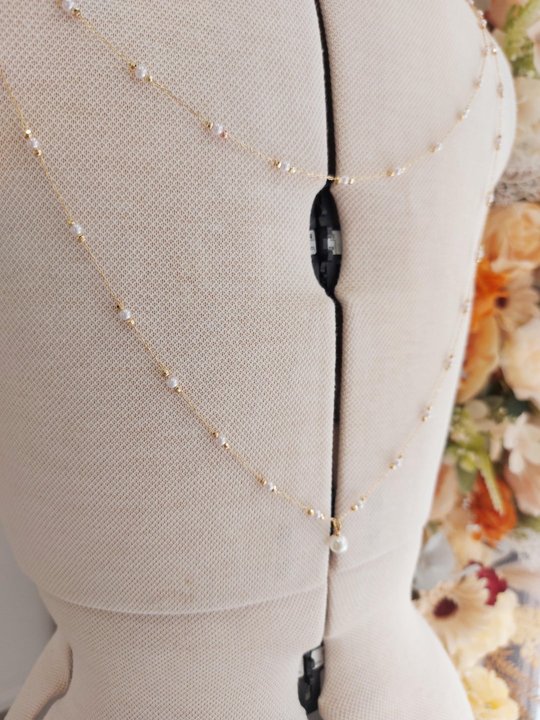 Natalie - Pearl Back Chain, Open Back Dress Jewelry - Etsy