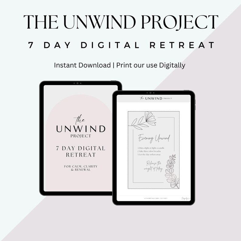 The Unwind Project | 7-day Self Care Digital Retreat Kit | Printable ...