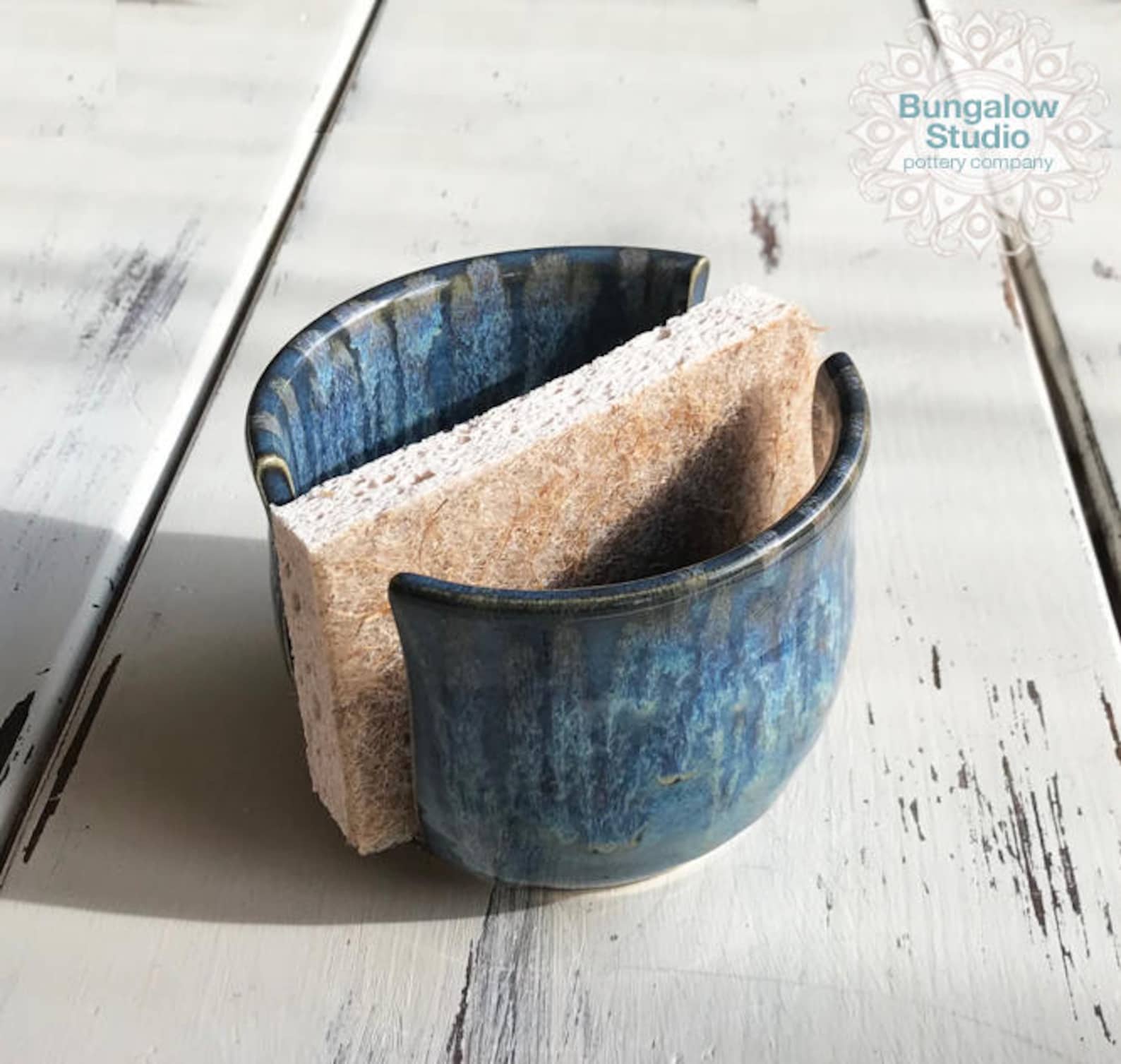 Ceramic Spoon Rest and Sponge Holder, Pottery Spoon Rest, Sponge Keeper ...