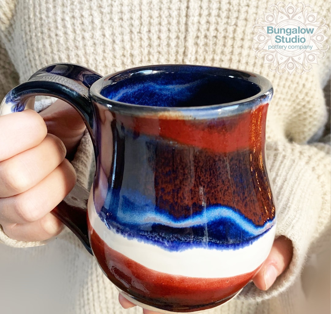 Large Ceramic Mug, Patriotic Mug, Pottery Mug in Handmade, Ceramic ...