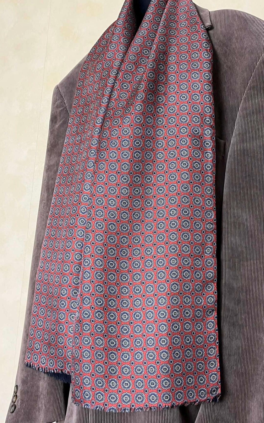Vintage Luciano Mens Double Layer Opera Scarf Wool Silk Dark Navy Soft ...