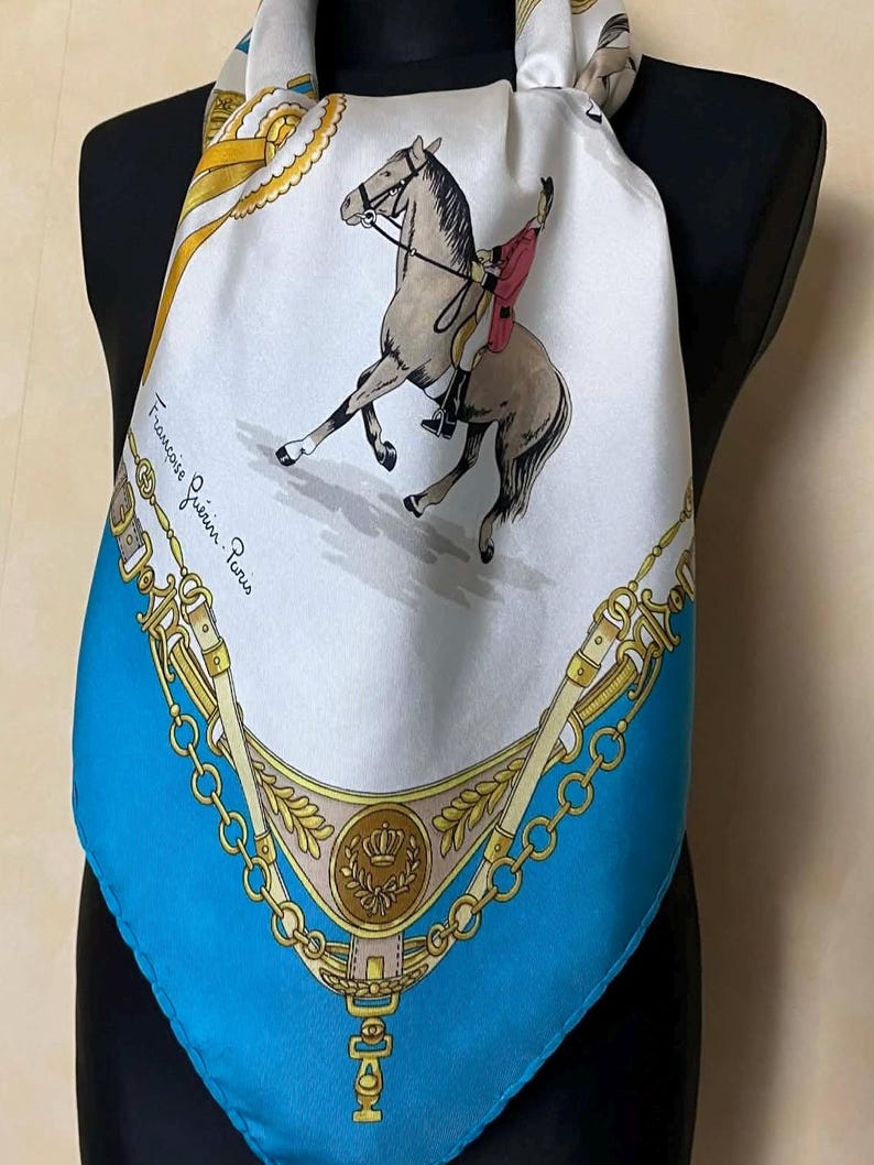 Rare Vintage Francoise Guerin Paris Silk Scarf – Equestrian Motif 85x89 ...