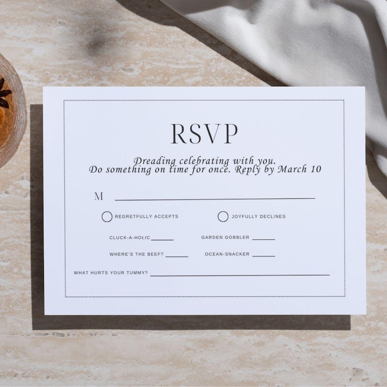 Funny RSVP Template for Wedding, Birthday, Party, Event - Brutally ...
