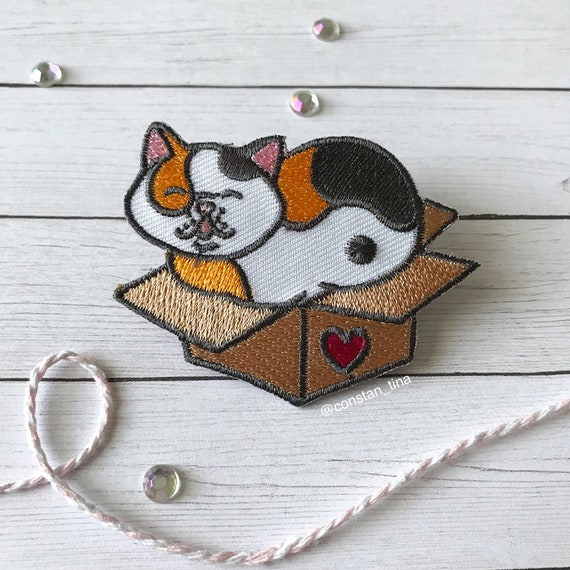 Embroidered cat patch | Etsy