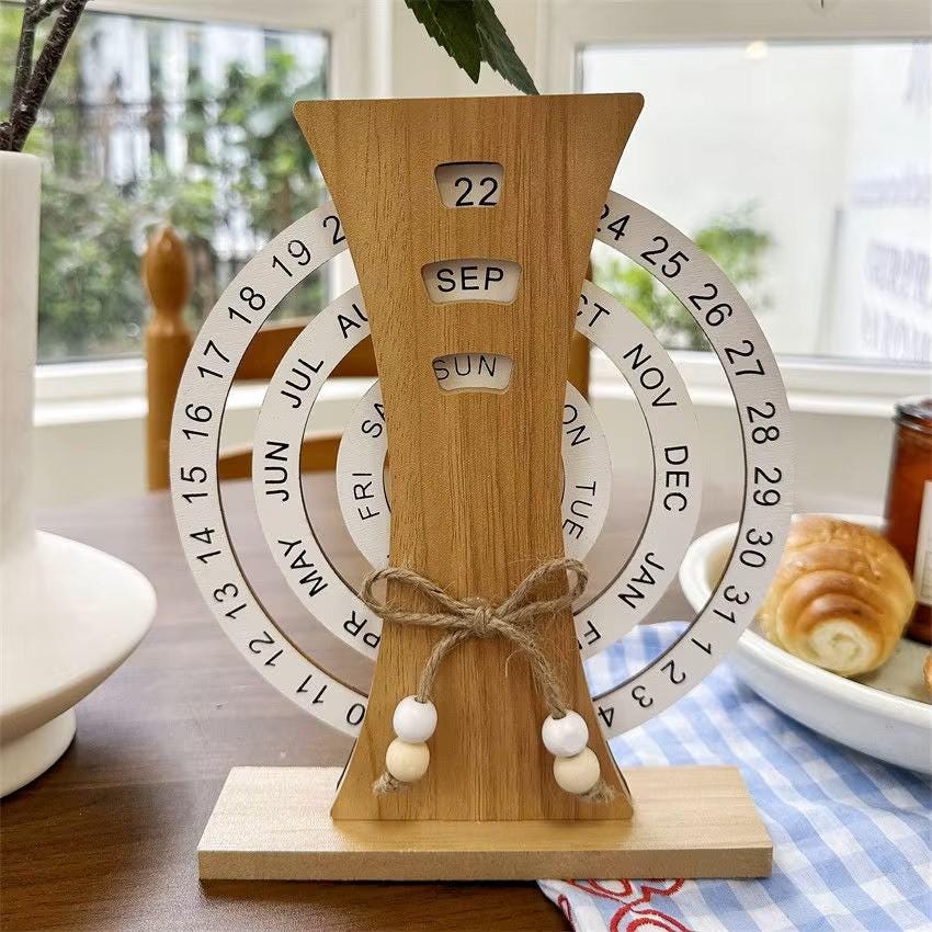 Infinity Calendar Wooden Creative Calendar Manual Rotating Perpetual ...