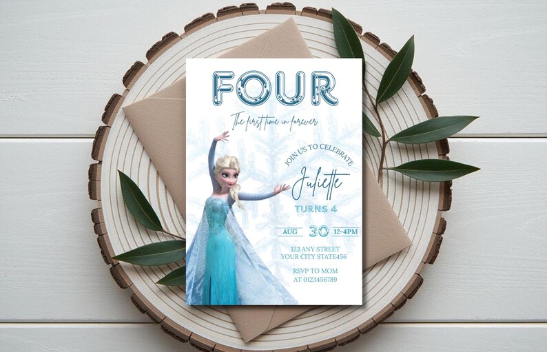 Frozen Fourth Birthday Invitation | 4th Birthday Elsa Party Invite ...