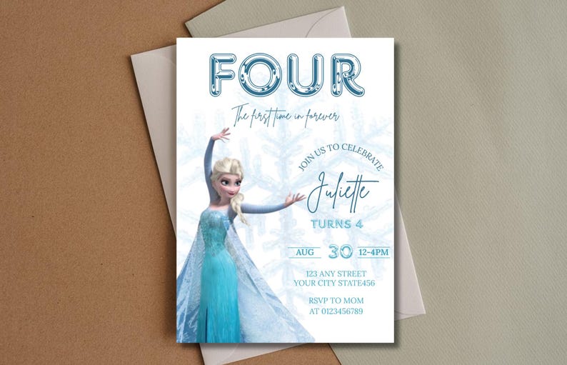 Frozen Fourth Birthday Invitation | 4th Birthday Elsa Party Invite ...