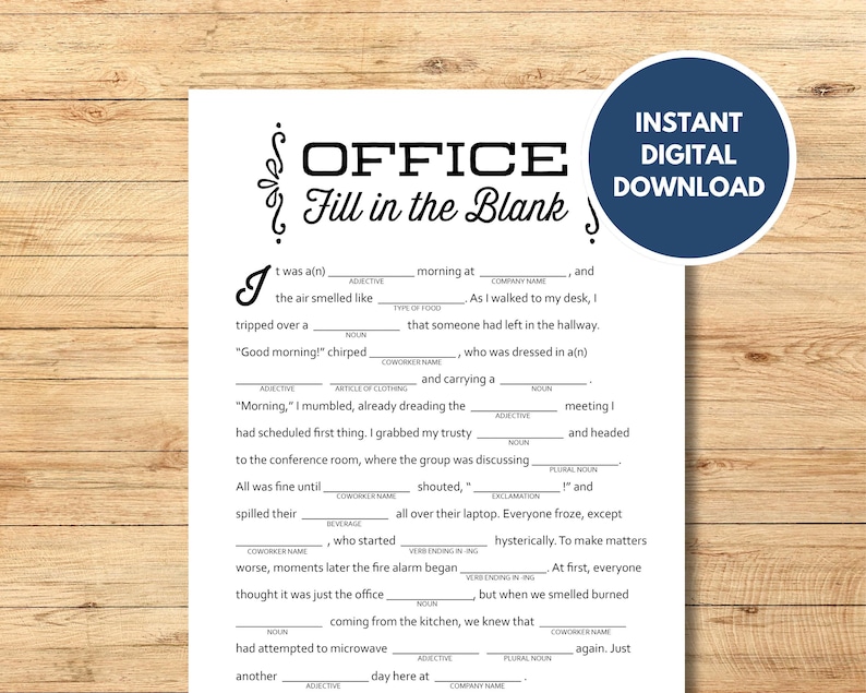 Office Mad Libs-style Game | Office Party Games | Team Building Games ...
