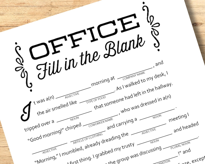 Office Mad Libs-style Game | Office Party Games | Team Building Games ...