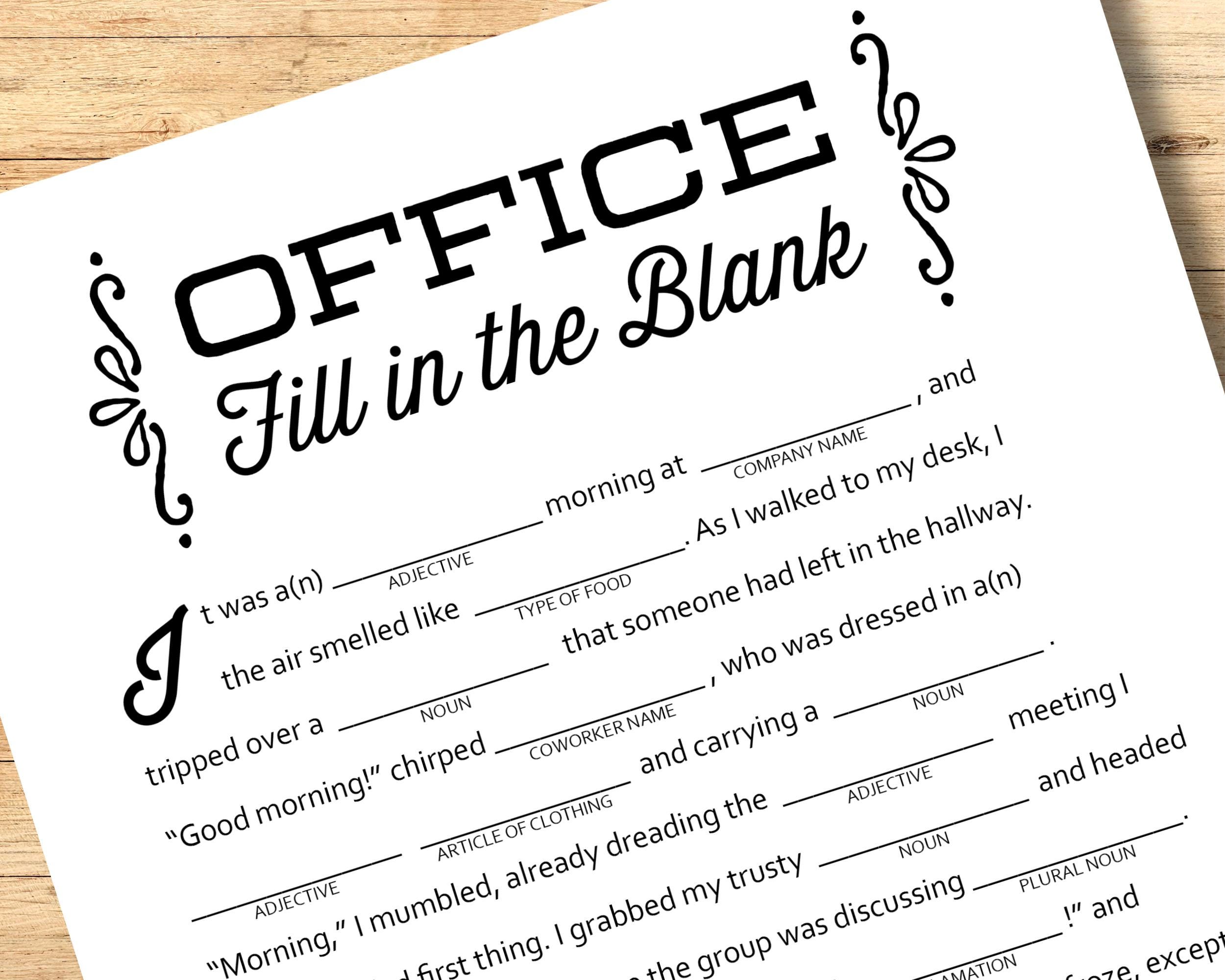 Office Mad Libs-style Game | Office Party Games | Team Building Games ...