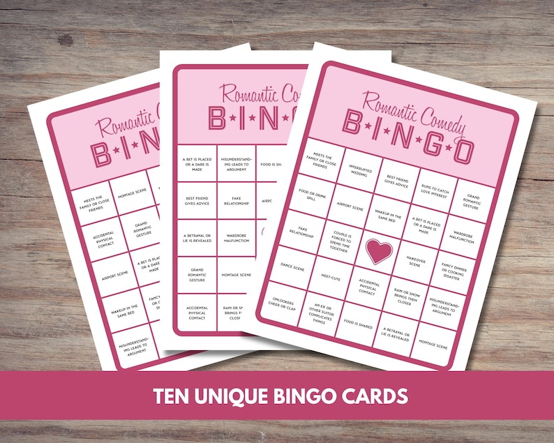 Rom Com Bingo | Ladies Night Games | Galentines Bingo | Girls Night ...