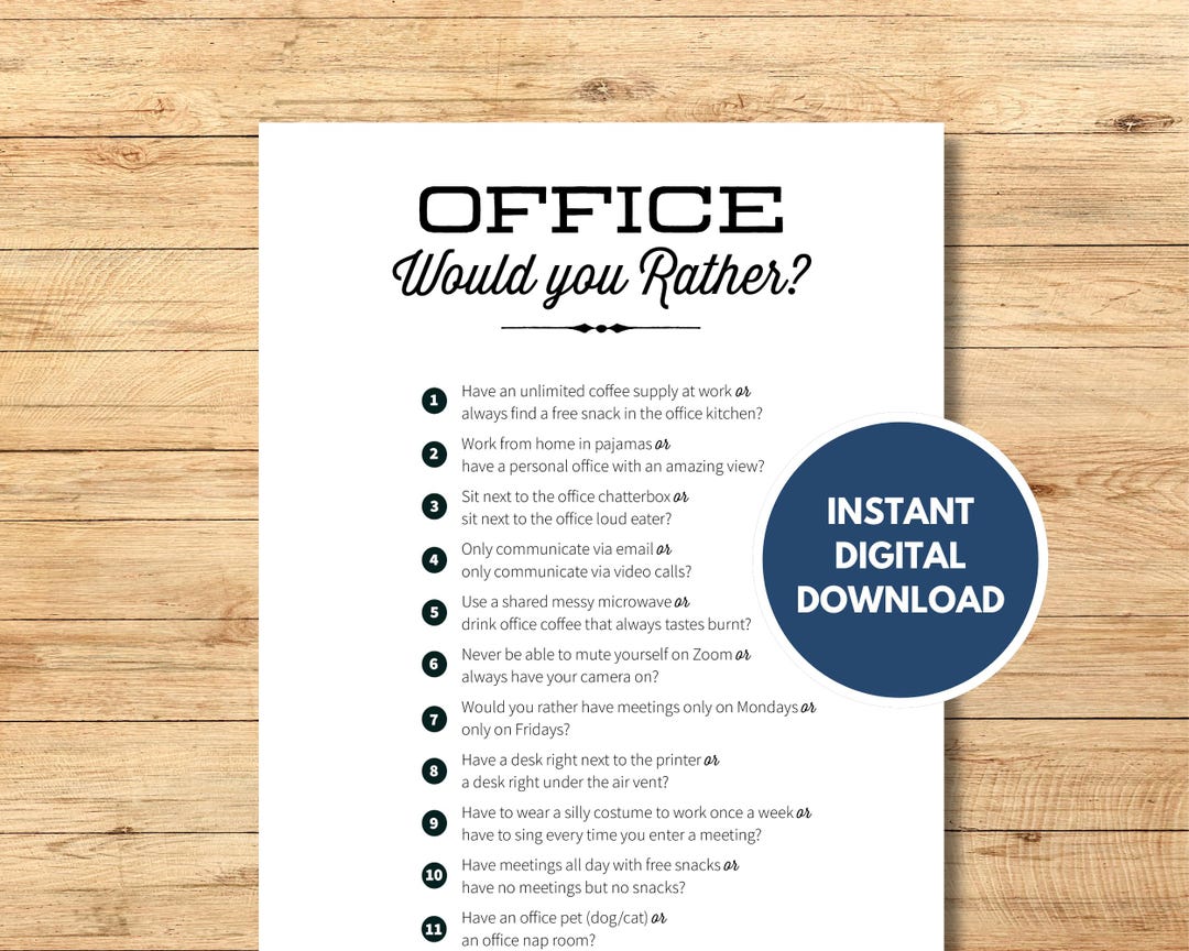 Would You Rather Office Game, Team Building Games, Meeting Ice Breaker ...