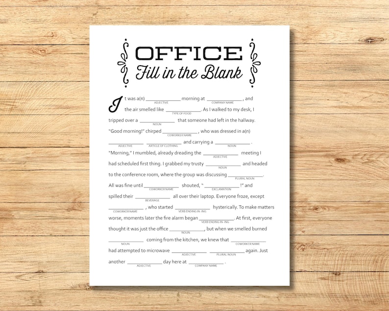 Office Mad Libs-style Game | Office Party Games | Team Building Games ...