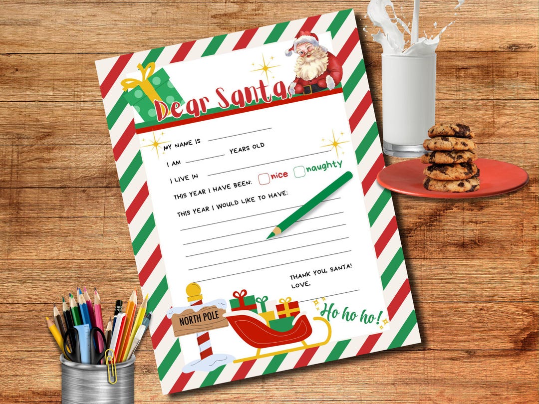 Santa Wish List, Printable List, Wish List for Santa, Christmas Wish ...