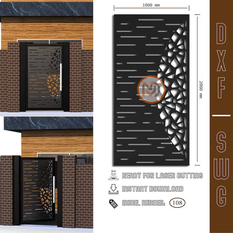 Modern Gates Panel | Dxf Dwg Svg Files | CNC Laser Cutting Template ...