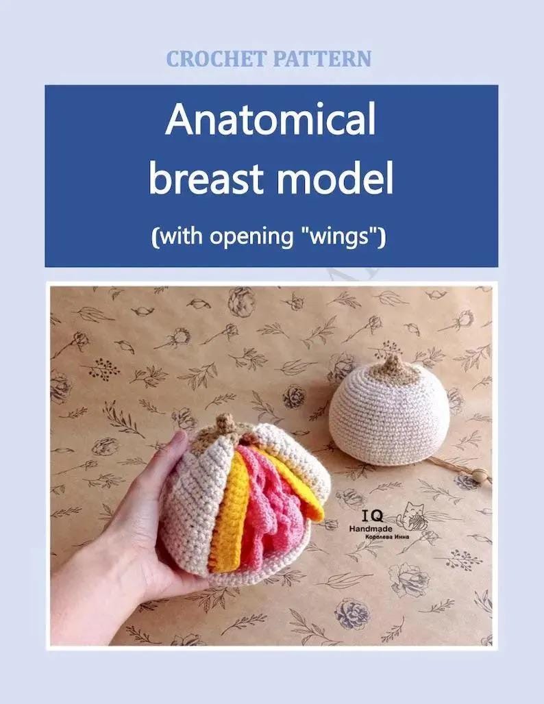 Crochet Pattern Breast Model, Breastfeeding Demonstration, Crochet ...