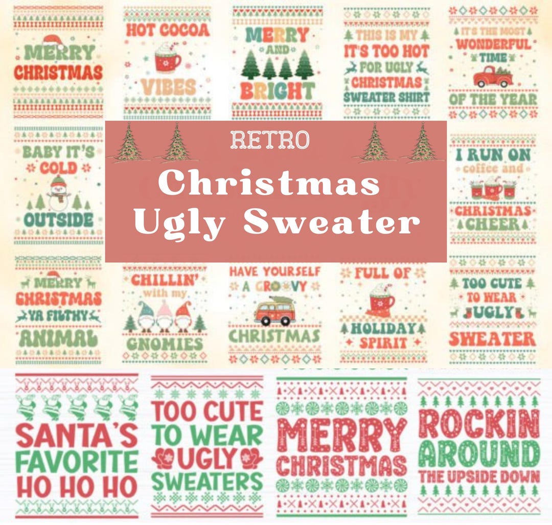 Christmas Ugly Sweater SVG Bundle, Christmas Ugly Sweater Templates ...