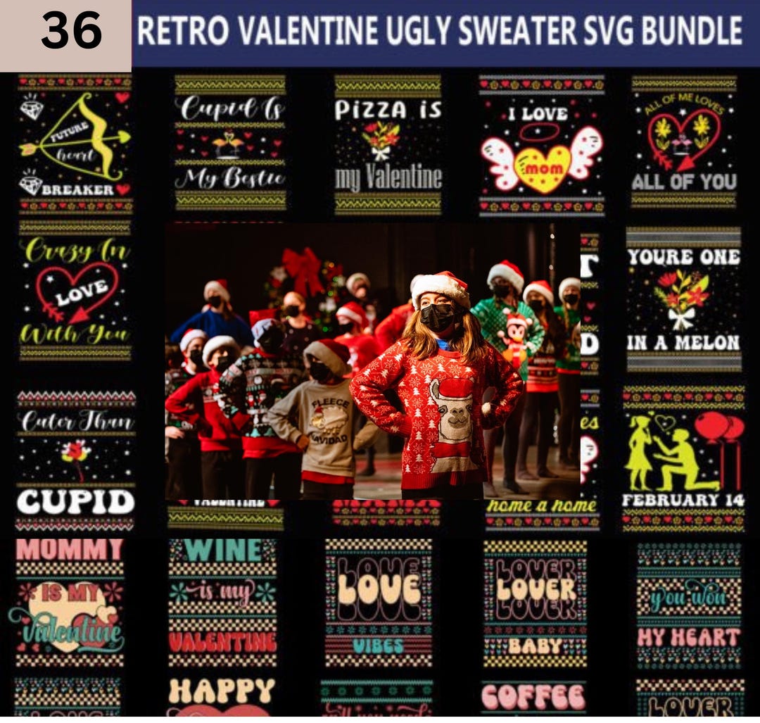 Valentines Day Ugly Sweater SVG Bundle, Valentines Funny Shirt ...
