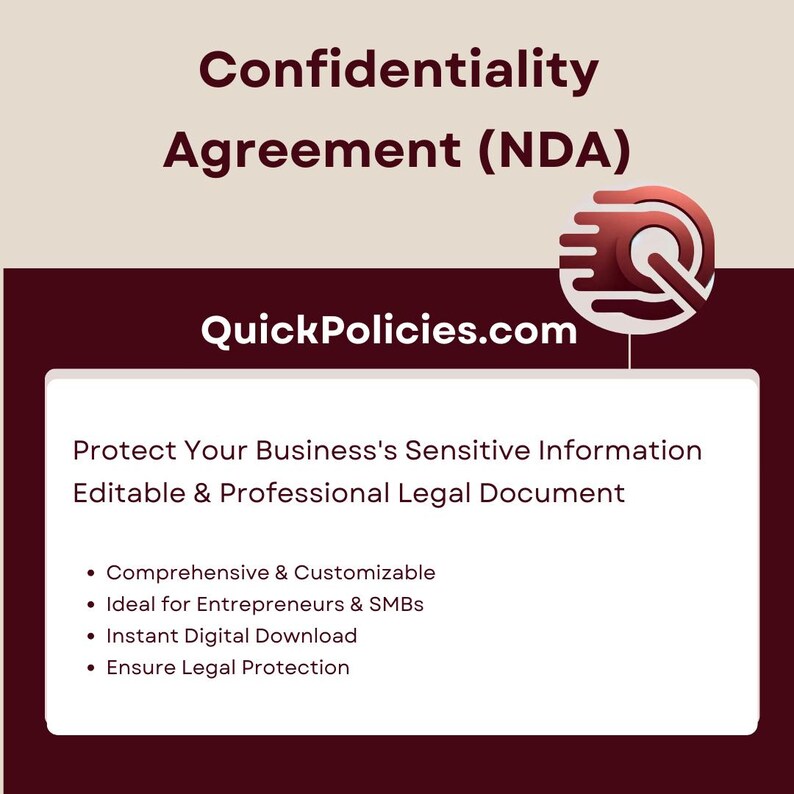 Confidentiality Agreement (NDA) Template | Editable Legal Document for ...