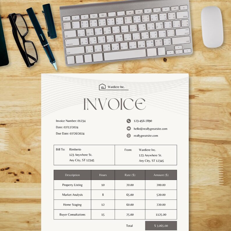 Real Estate Invoice & Resume Template, CV for Contractors, Simple ...