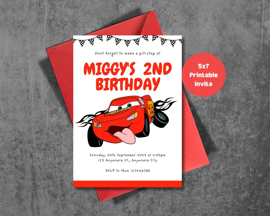 Lightning Mcqueen Invitation Template, Cars Birthday Invite Printable ...