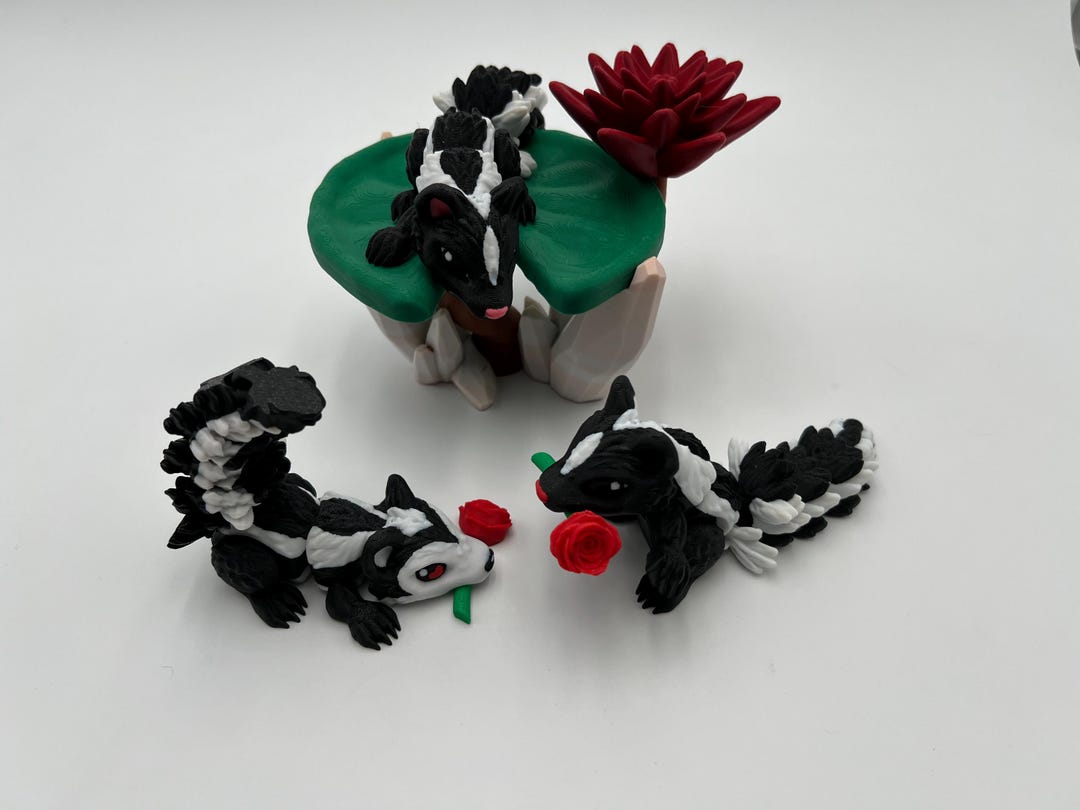 Set of 3 Valentines Day Rose Skunks, Valentines Day Gift, Movable ...