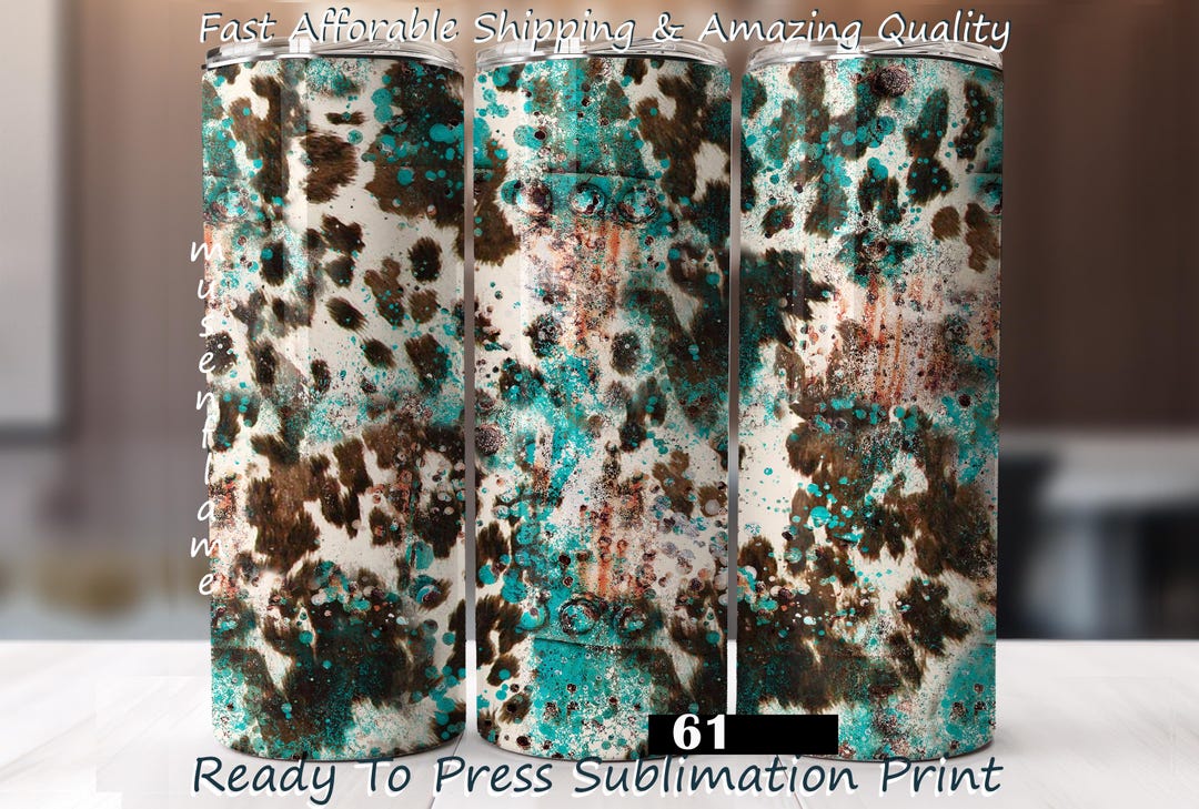 Turquoise Cow Print | Ready to Press | Sublimation | RTP | Transfer ...