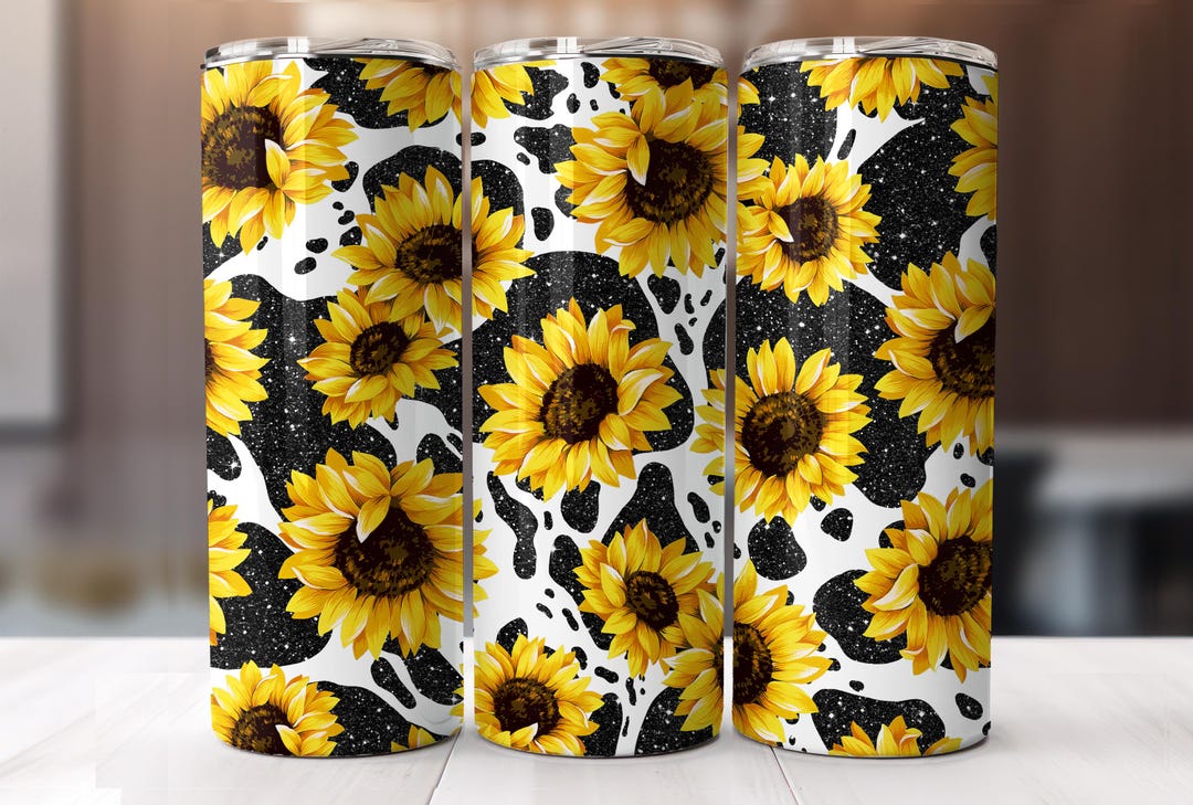 Sunflower Cow Print Ready to Press Sublimation RTP Transfer Print 30oz ...