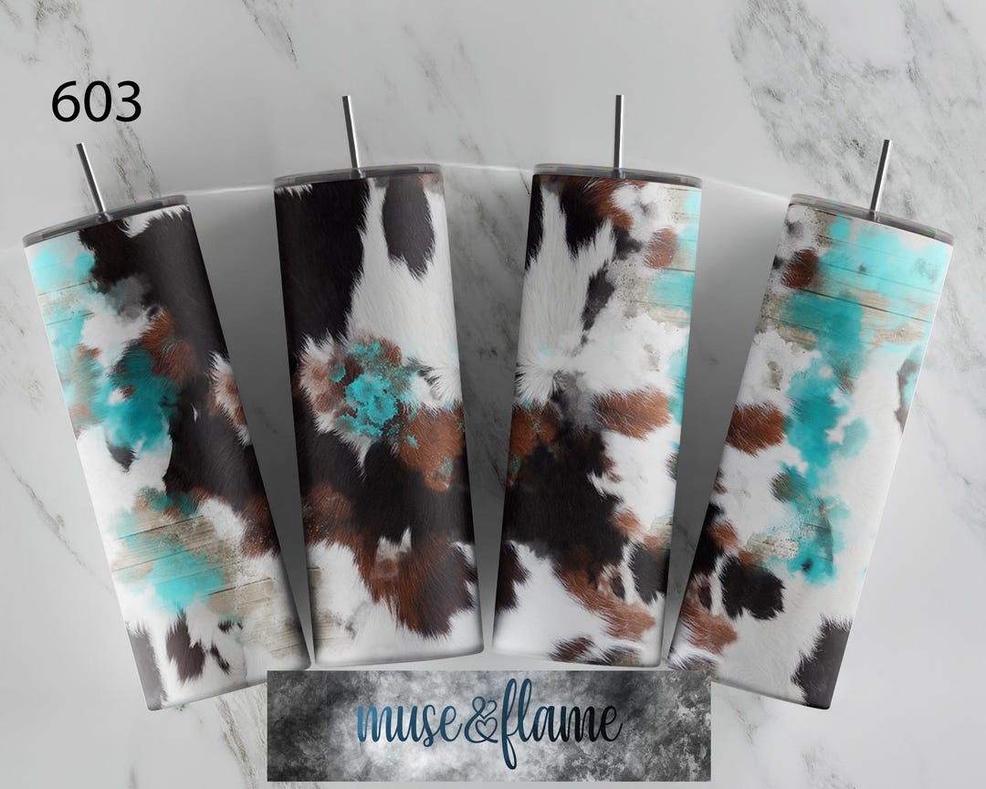 Turquoise Cow Print Ready to Press Tumbler Wrap Sublimation RTP ...