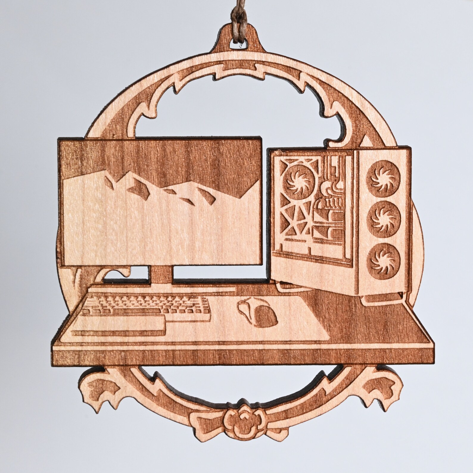 PC Gamer / Power User / Computer Mod Ornament - Solid Cherry Wood - Etsy