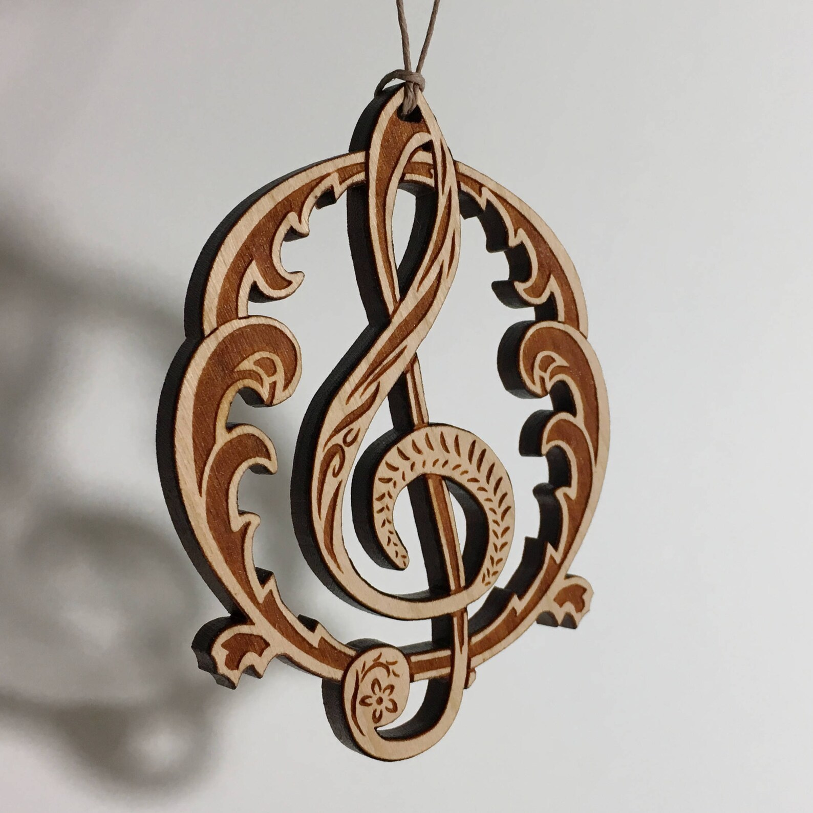 Treble Clef Ornament - Solid Cherry Wood - Etsy
