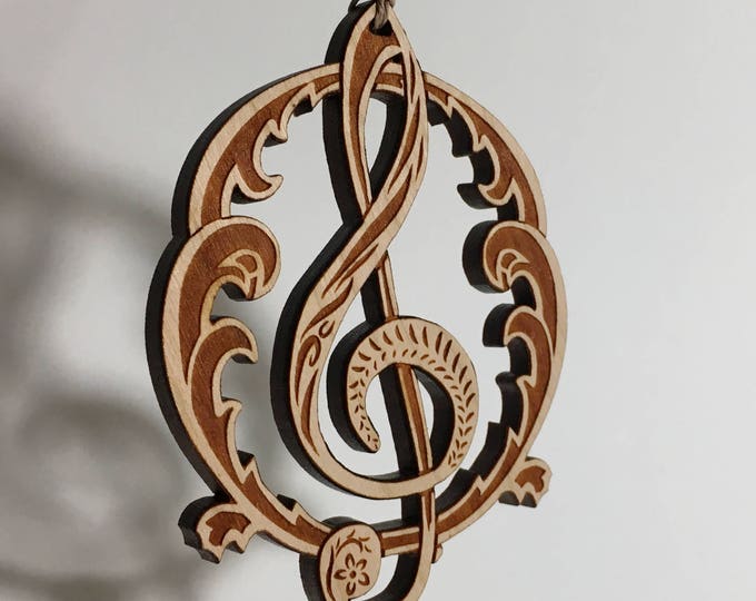 Treble Clef Ornament - Solid Cherry Wood - Etsy