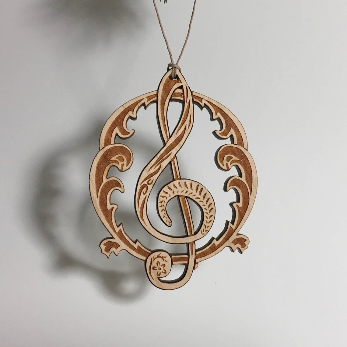 Treble Clef Ornament - Solid Cherry Wood - Etsy