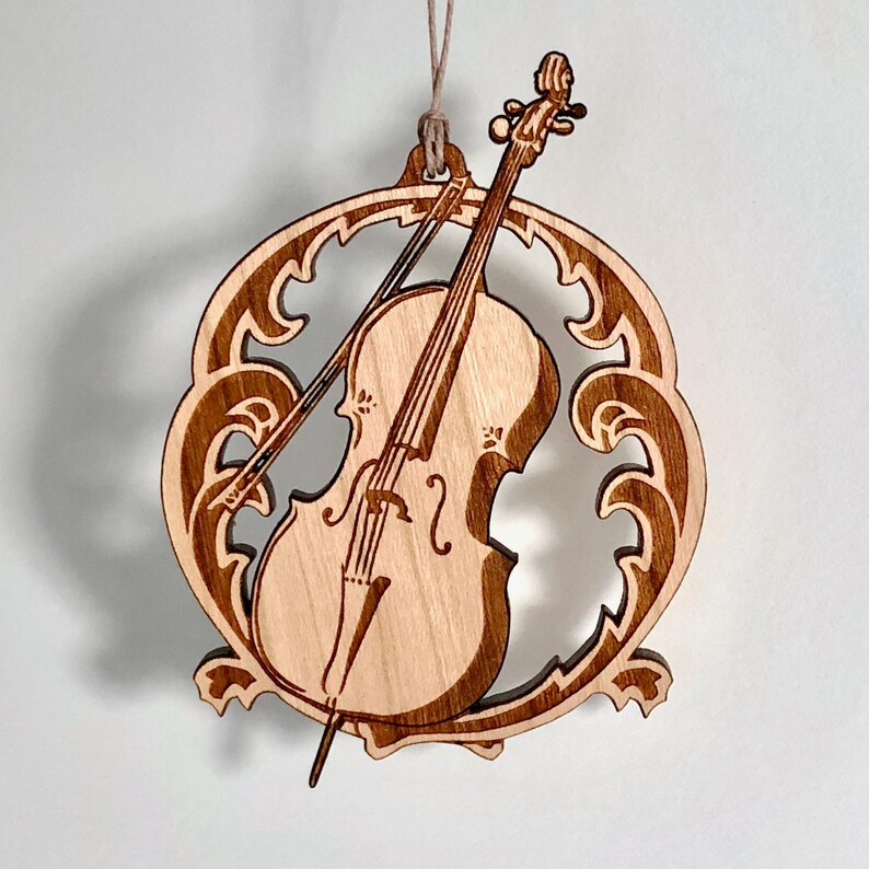 Cello Ornament Solid Cherry Wood | Etsy
