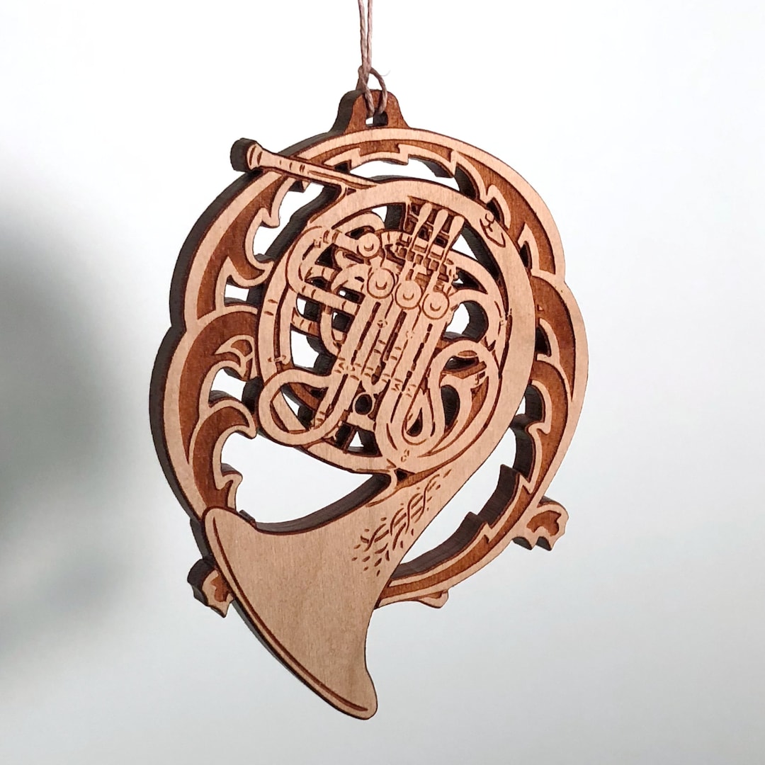 French Horn Ornament - Solid Cherry Wood - Etsy