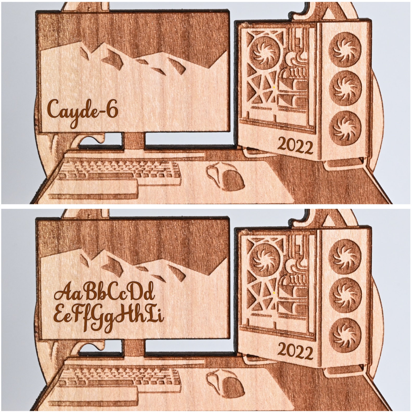 PC Gamer / Power User / Computer Mod Ornament - Solid Cherry Wood - Etsy