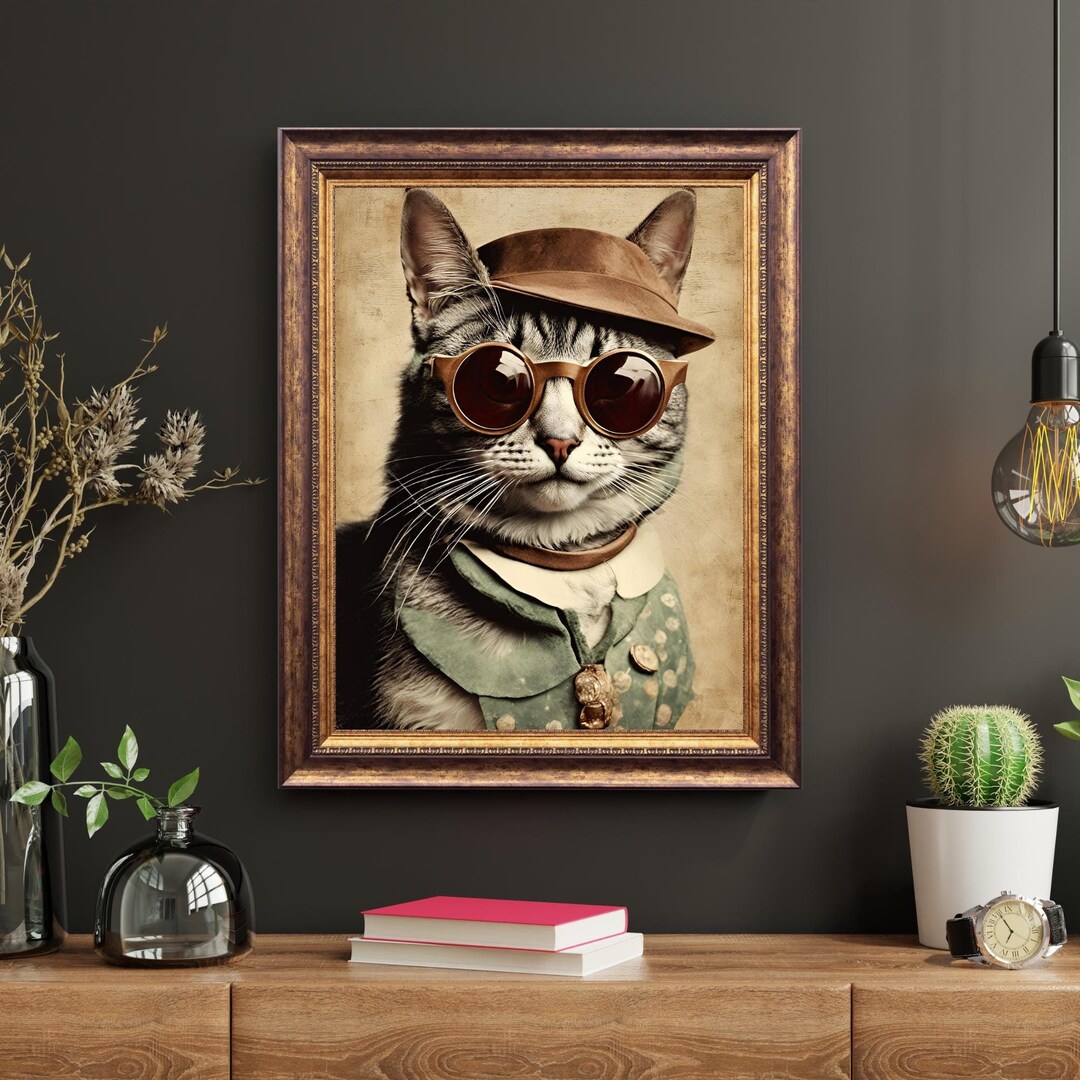 Vintage Cat Printable Poster - Etsy Australia