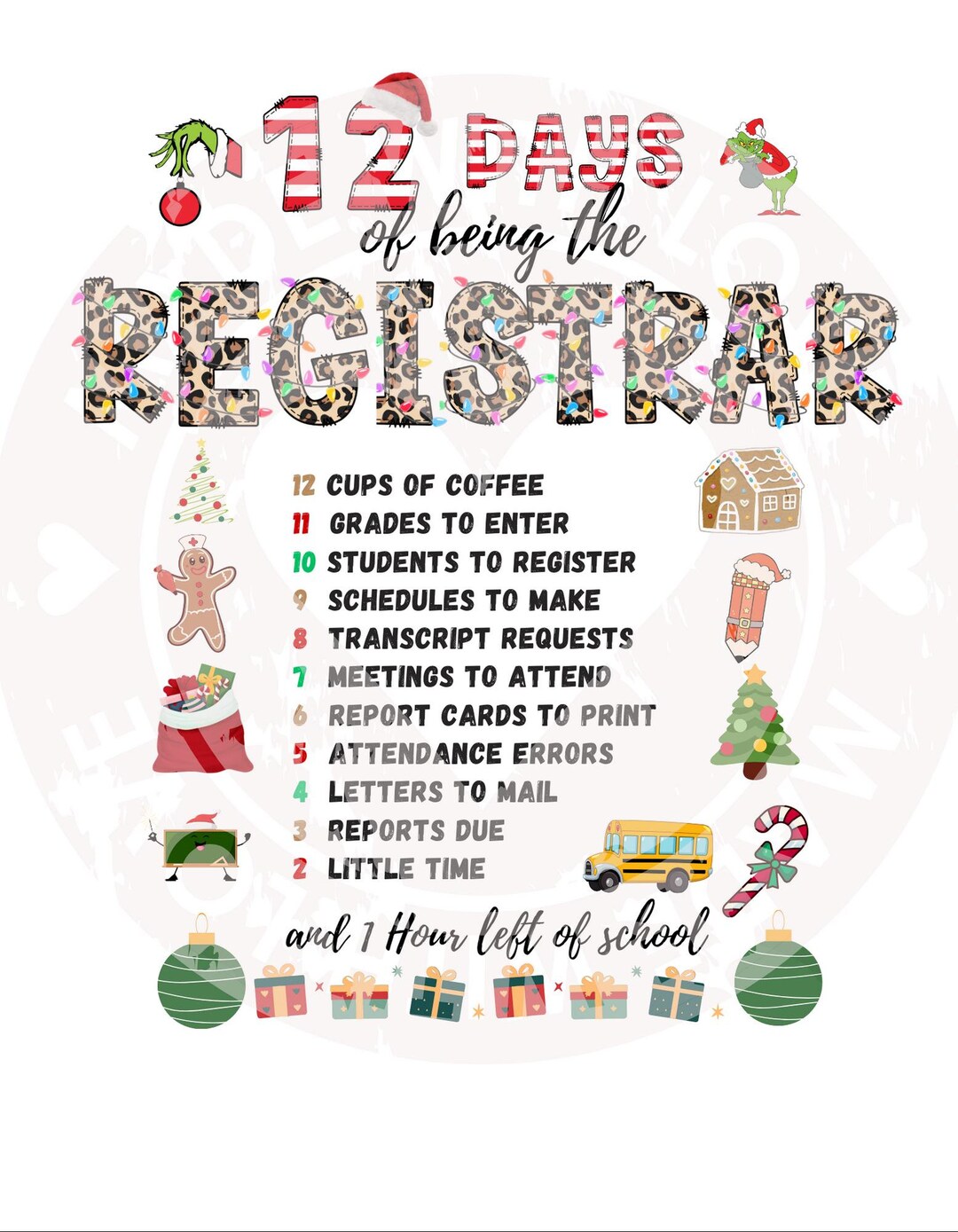 12 Days of Christmas-school Staff Bundle PNG DTF - Etsy