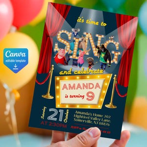 Editable Singer Invitation, Printable Sing 2 Birthday Invitation ...