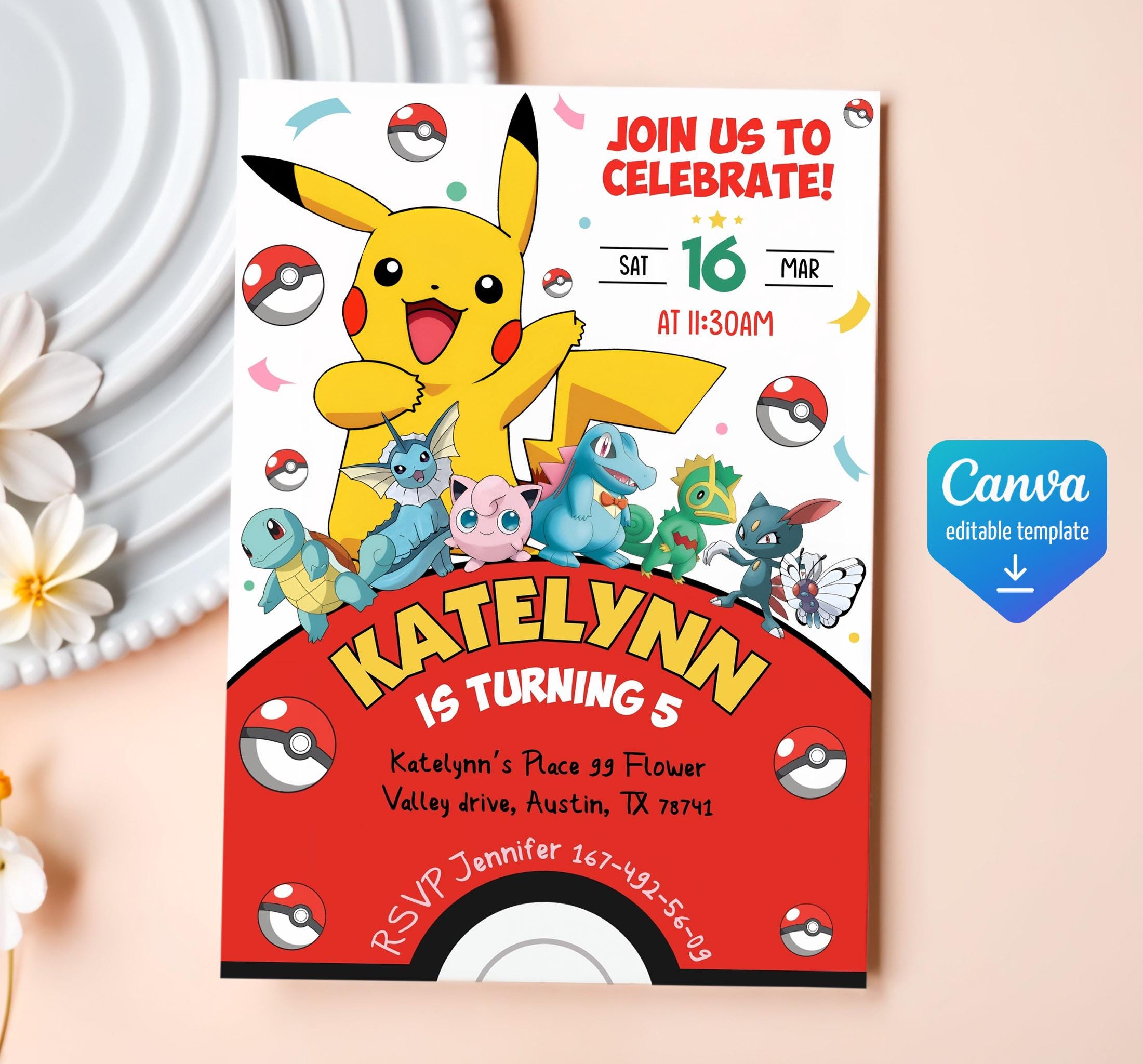 Printable Birthday Invitation, B-day Invite, Editable Invitation, Anime ...