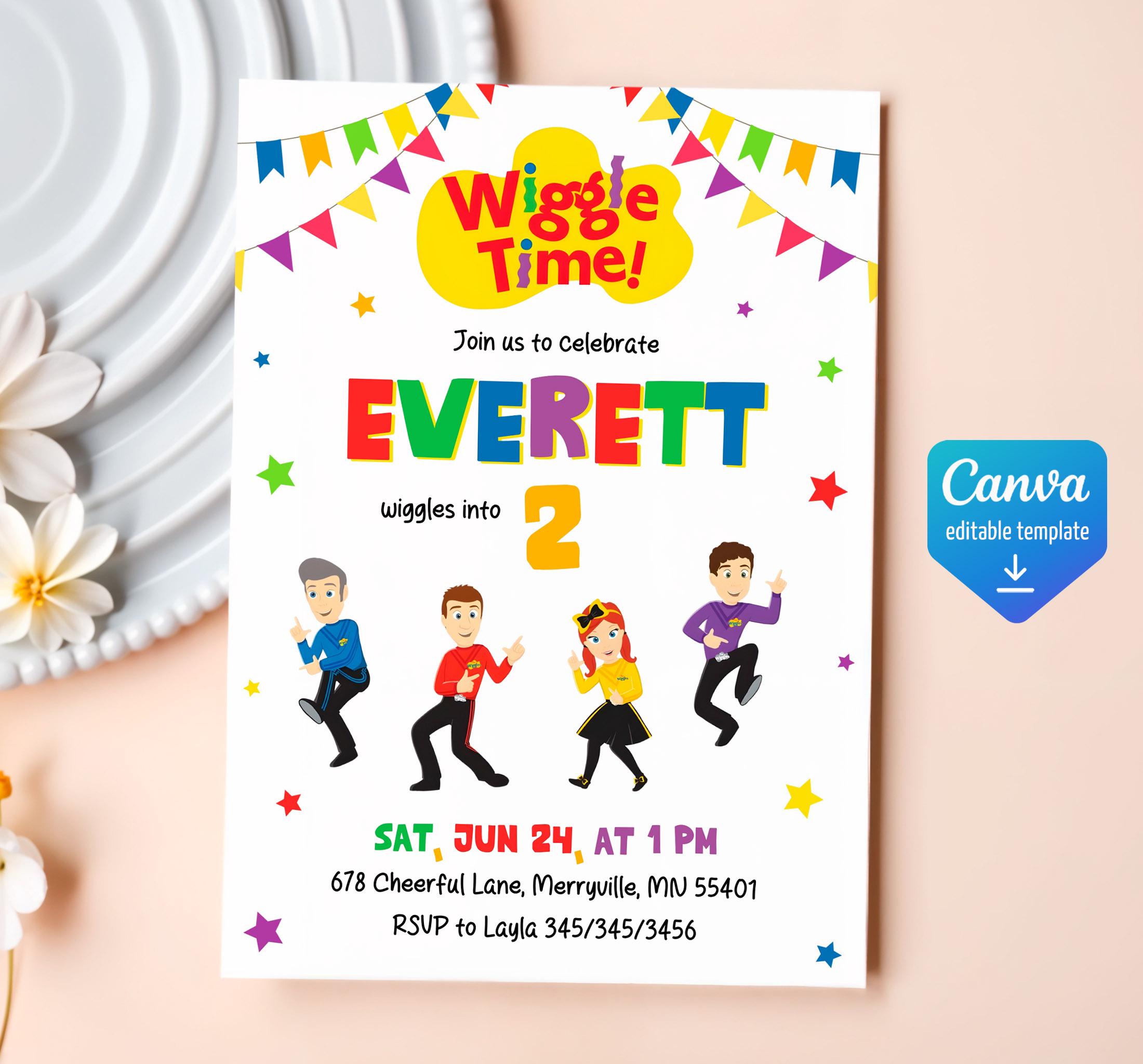 Printable Wiggles Birthday Invite, Wiigle Birthday Invitation, Editable ...