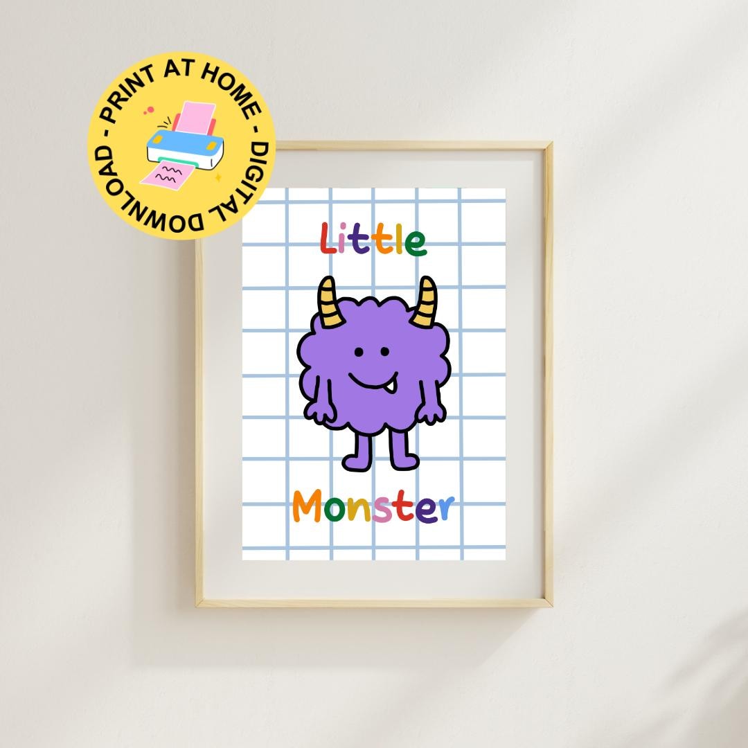 Little Monster | Cute Kids Wall Art Digital Download | Printable ...
