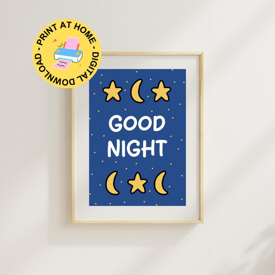 Goodnight Print | Cute Kids Wall Art Digital Download | Printable ...