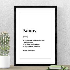Nanny Definition Wall Art Typography Heartfelt Digital Download ...