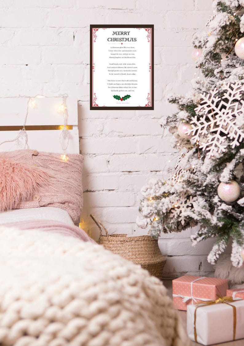 Festive Family Christmas Poem | Printable | Elegant Holiday Wall Art ...