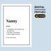 Nanny Definition Wall Art Typography Heartfelt Digital Download ...