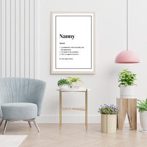 Nanny Definition Wall Art Typography Heartfelt Digital Download ...