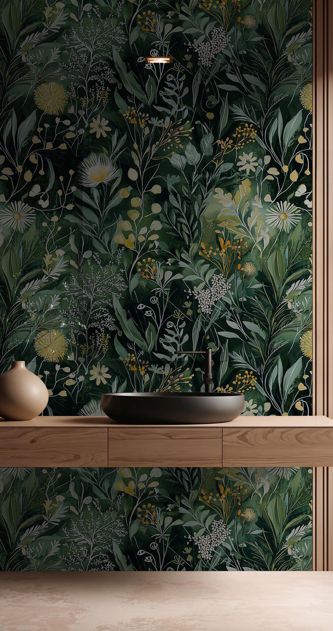 Botanical Green Wallpaper Lush Floral and Leaf Desing for Home Decor - Etsy