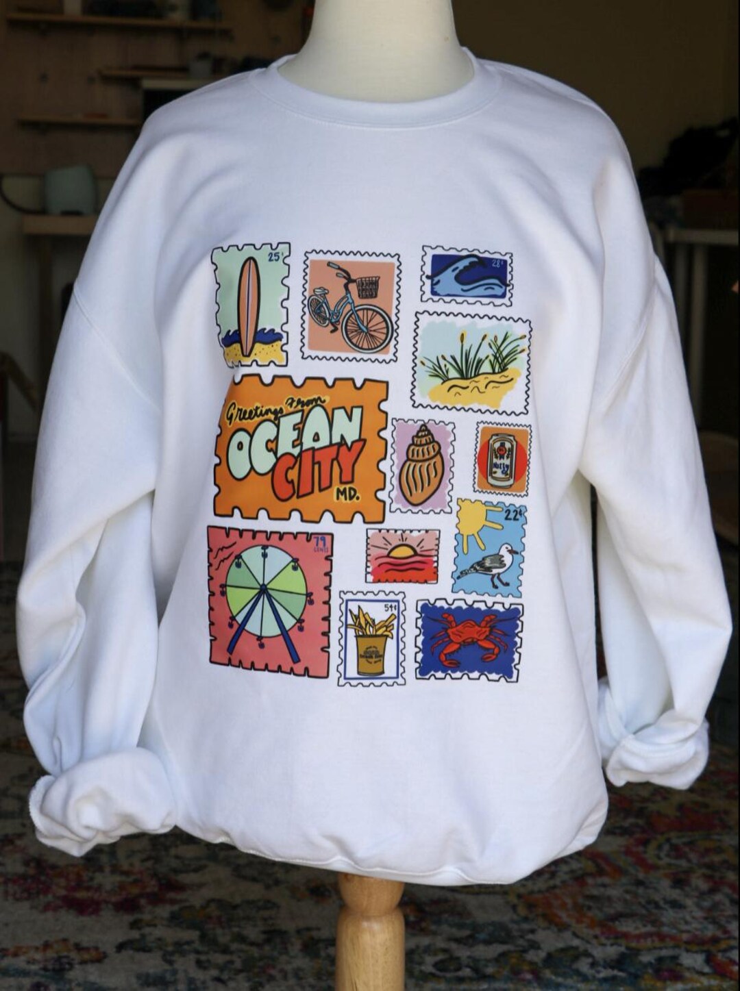 Ocean City Stamp Crewneck Sweatshirt // OCMD, Ocean City Vacation ...
